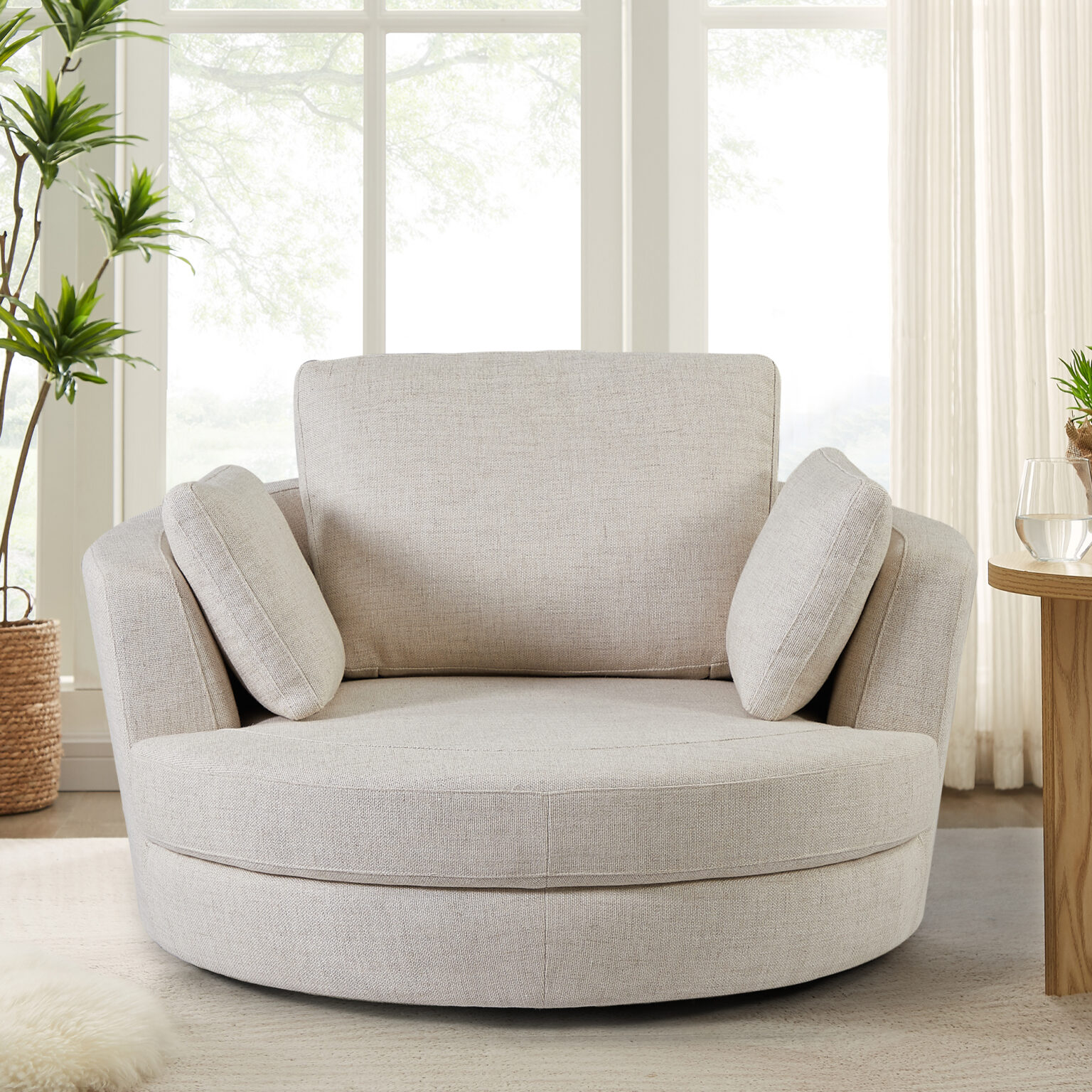 Cuddle Swivel Chair, Round Swivel Accent Chair - Loungely