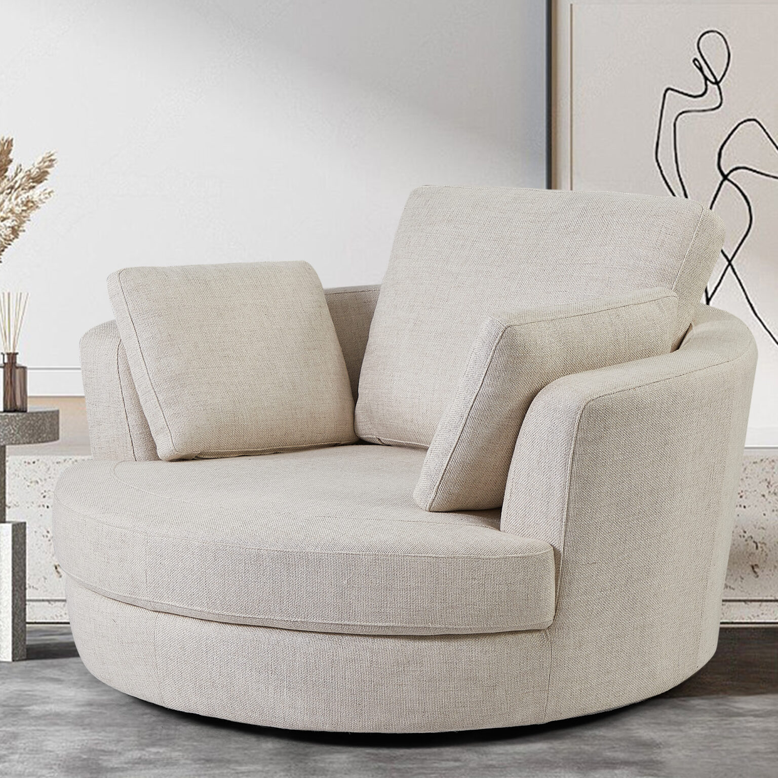Cuddle Swivel Chair, Round Swivel Accent Chair - Loungely
